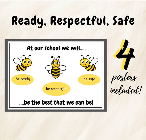 Ready Respectful Safe Posters Three Bees School Rules - Etsy