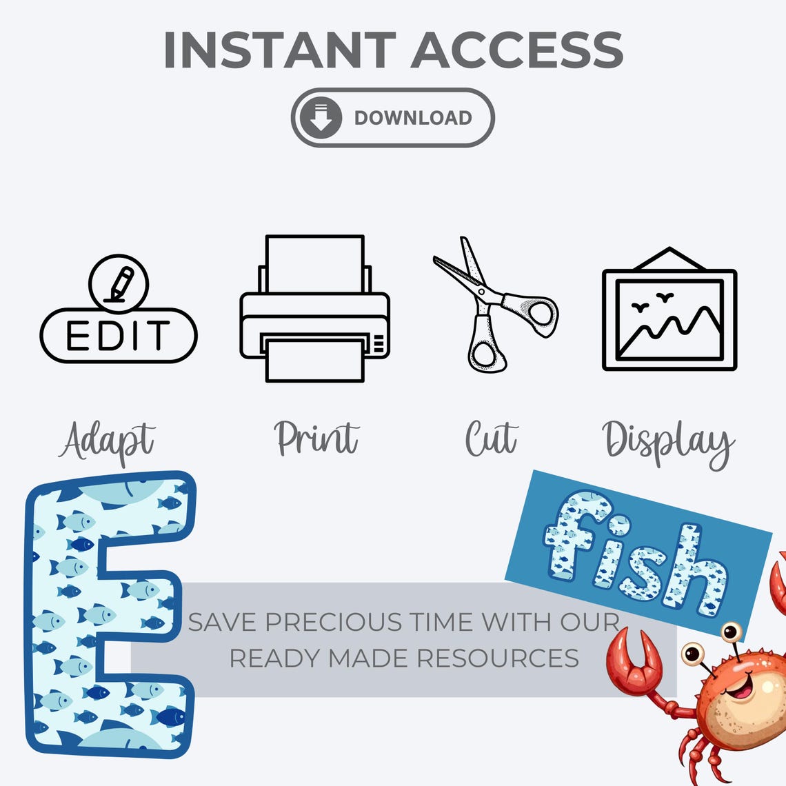 Under the Sea Ocean Wonders Printable Bulletin Board Fish Letters ...