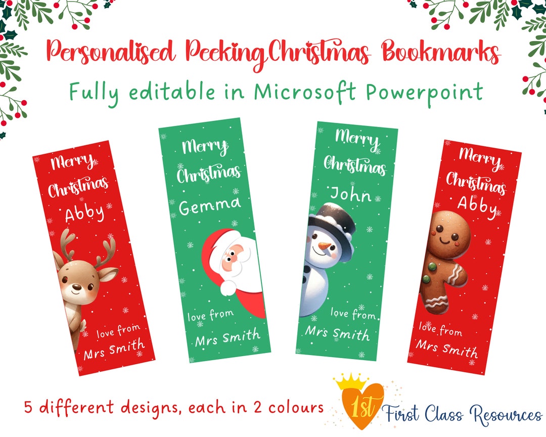 Editable Christmas Bookmarks, Class Christmas Gift, Editable Print ...