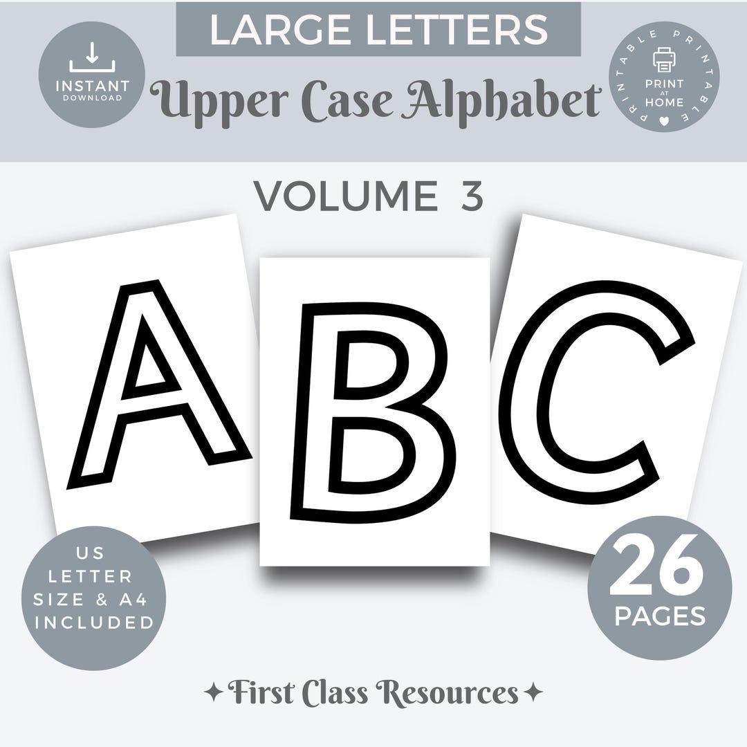 Large Printable Letters for Classroom Vol 3, Printable Alphabet UPPER ...