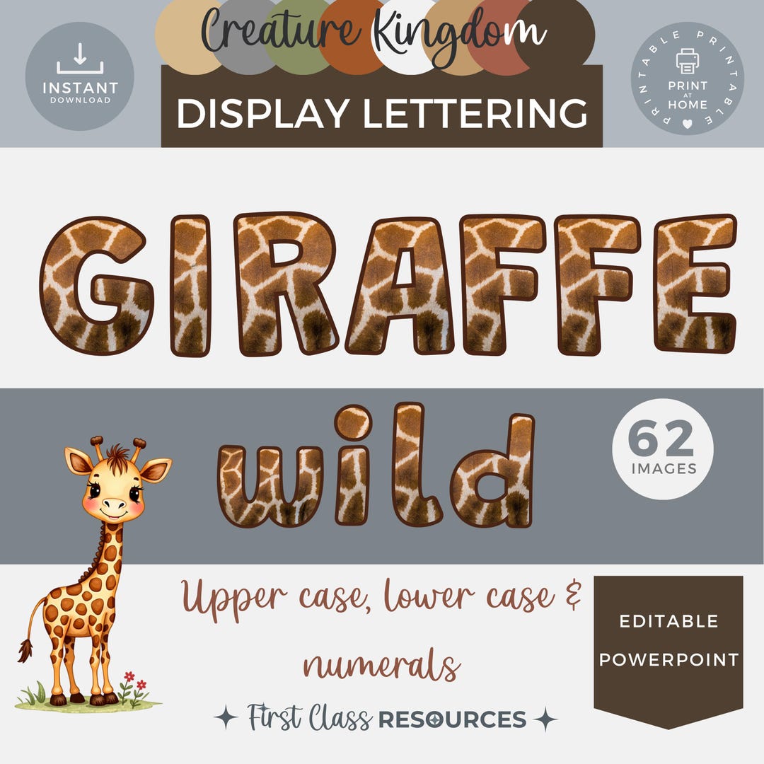 Giraffe Print Lettering, Safari Alphabet Letters PNG, Animal Print Font ...