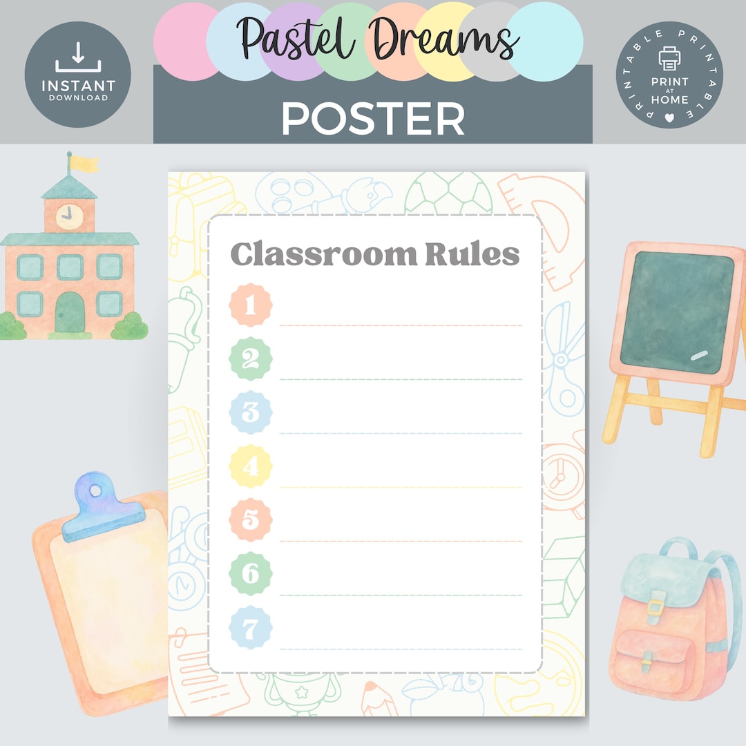 Classroom Rules Poster, Pastel Classroom Decor, Teacher Resources, Calm ...