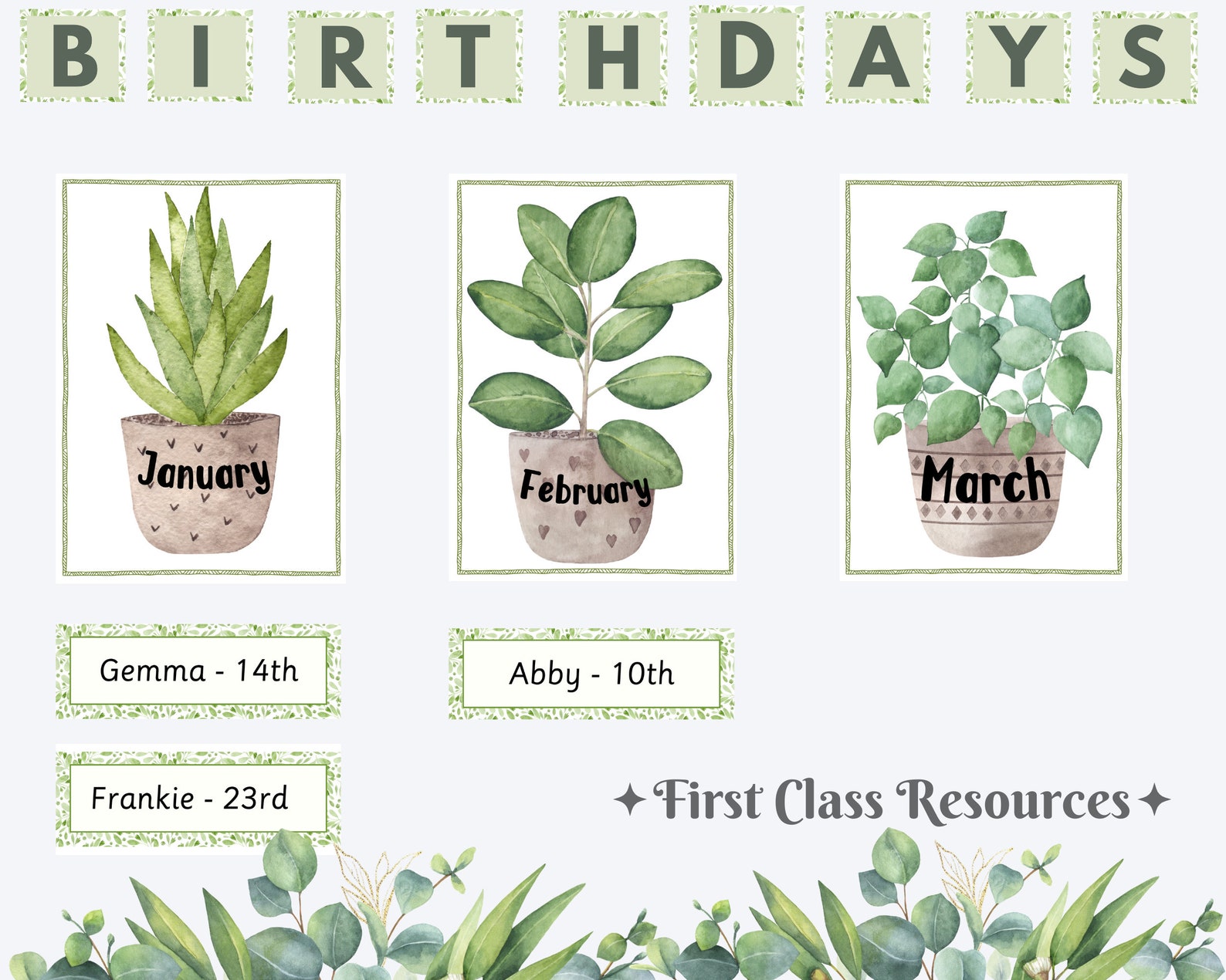 Birthday Display Plants and Foliage, Celebration Classroom Display ...