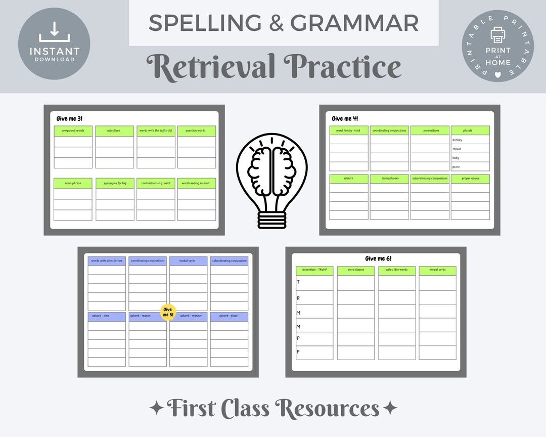 SPAG Retrieval Practice, Give Me 3/4/5/6, Blank Templates Included ...