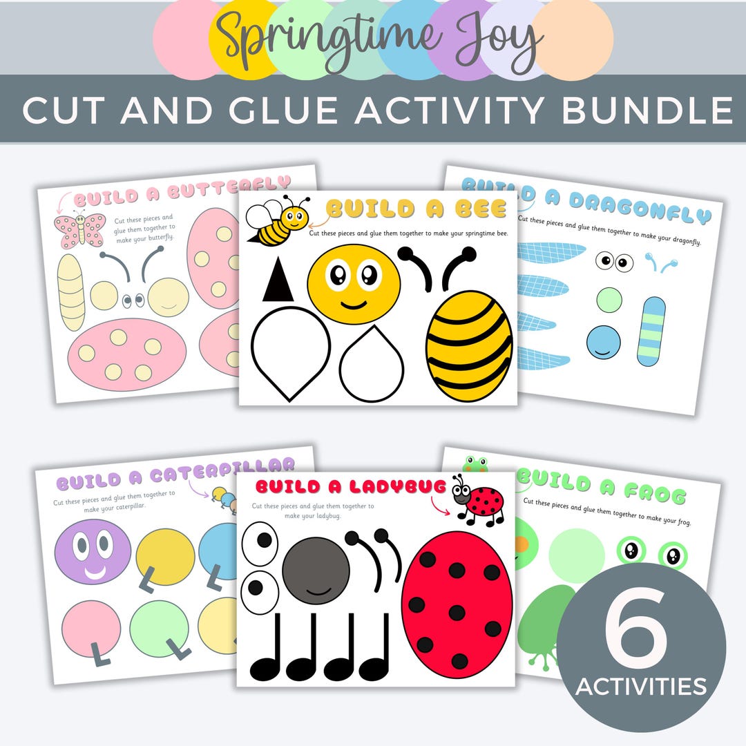 Insect Cut and Paste Craft Bundle, Build a Bug Activities for Kids ...