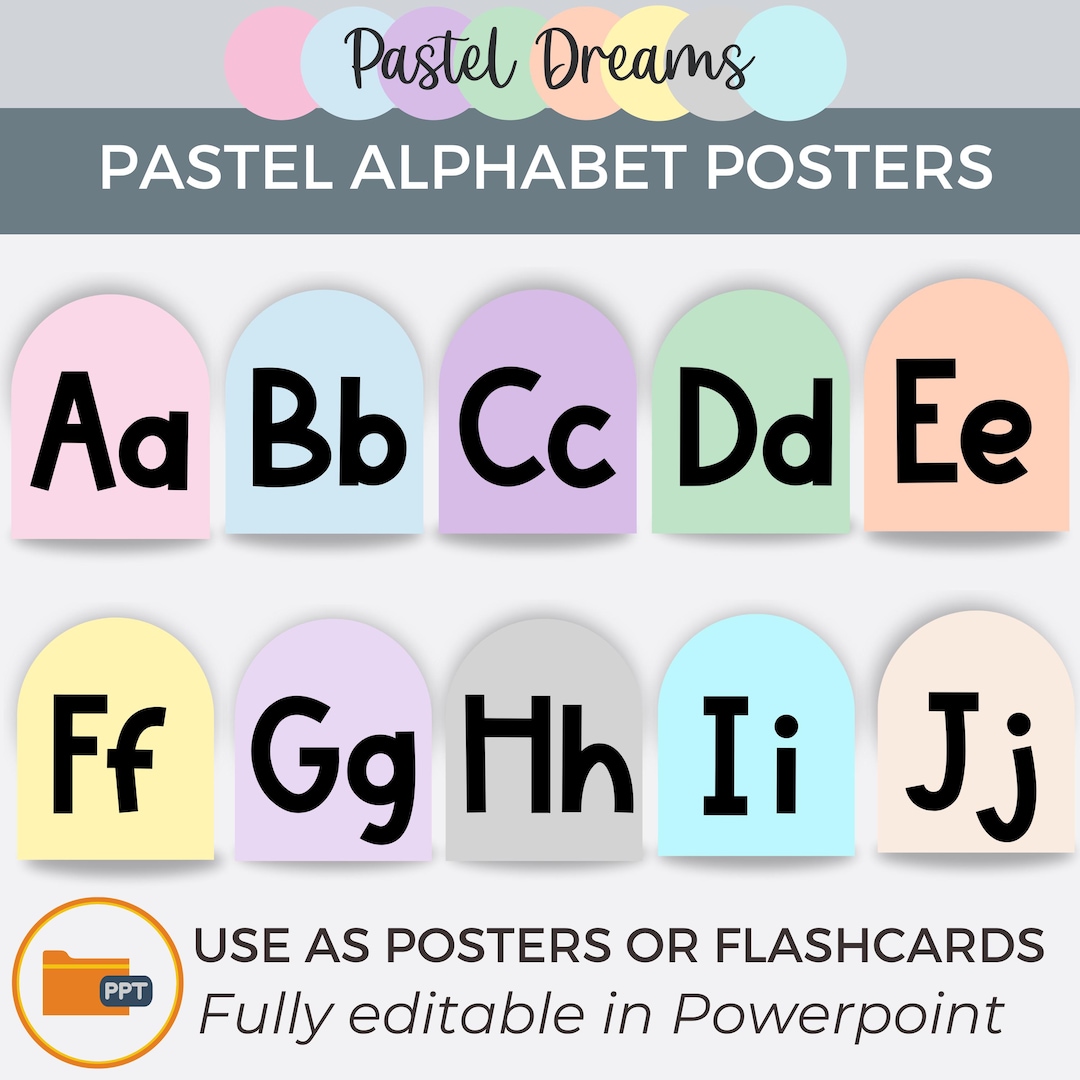 Pastel Alphabet Poster Set, Editable Alphabet Arches, A-Z Letter ...