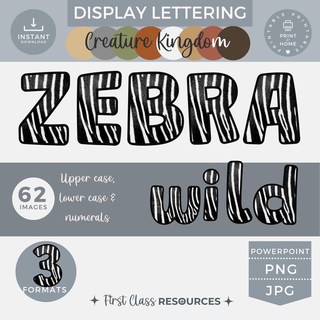 Zebra Print Lettering, Safari Alphabet Letters PNG, Animal Print Font ...