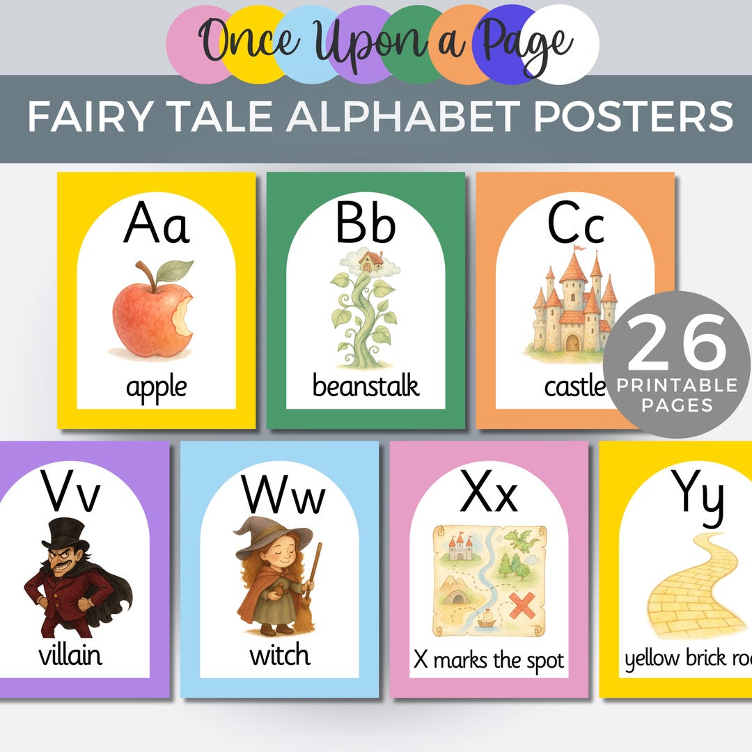 Fairy Tale Alphabet Posters, Fairytale Storybook ABC Display Letters, A ...