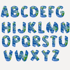 Planet Earth Alphabet Clipart, Planet Earth Letters Earth Day Lettering ...