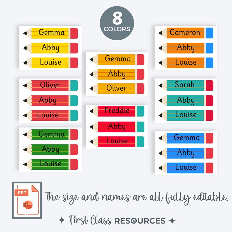 Editable Pencil Name Tags, Classroom Labels, Teacher Desk Name Plates ...
