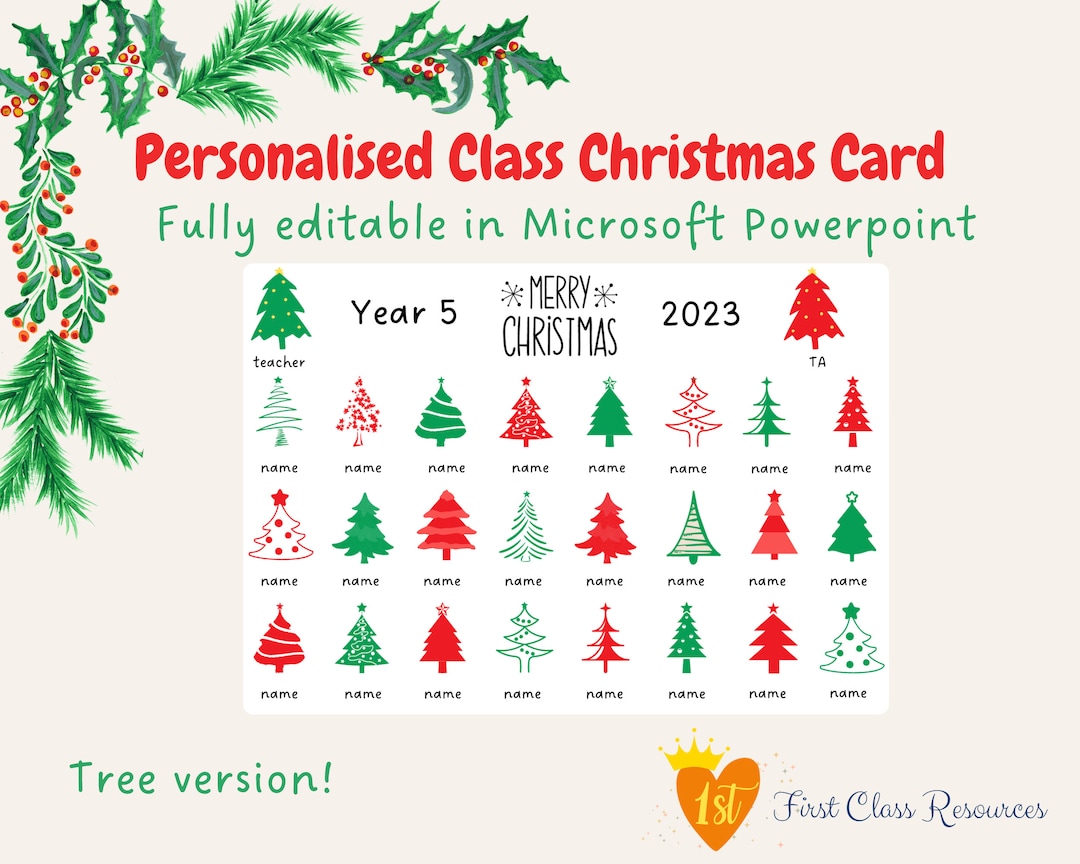 Personalised Class Christmas Card, Class Christmas Gift, Christmas ...