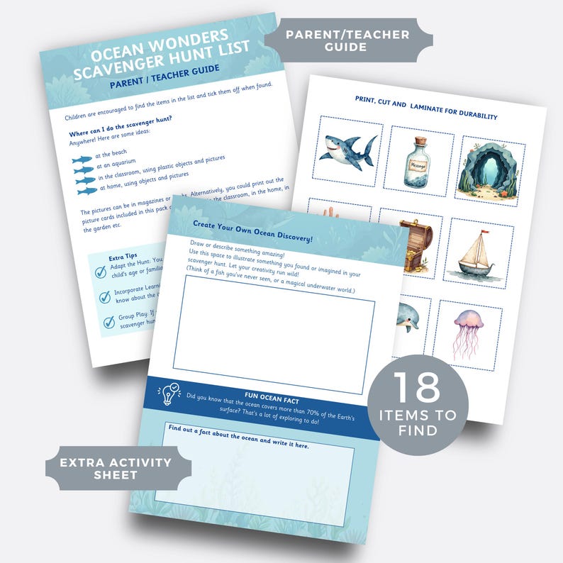 Ocean Wonders Scavenger Hunt Printable Kid Activity Sea Creatures ...