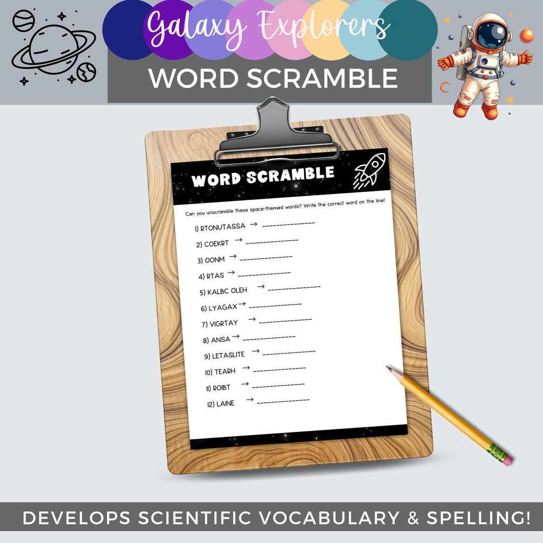 Space Word Scramble Activity, Space Worksheets Printable, Classroom ...