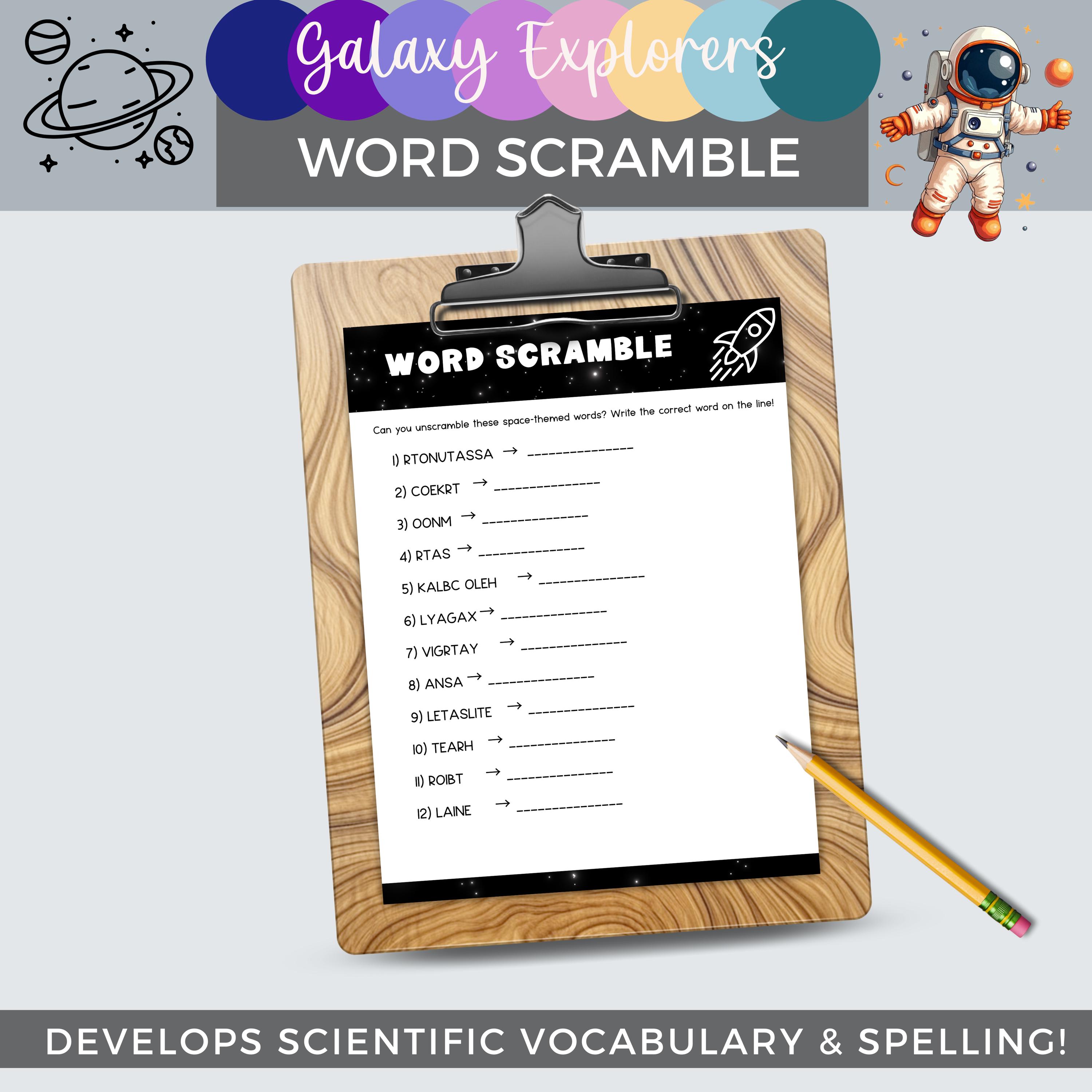 Space Word Scramble Activity, Space Worksheets Printable, Classroom ...