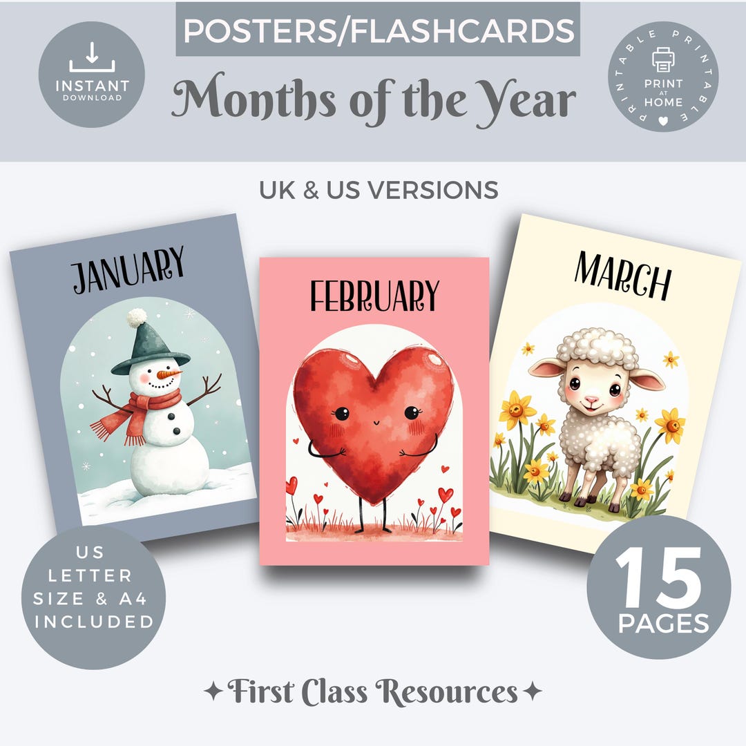 Months of the Year Posters, Months of the Year Printable, Educational ...