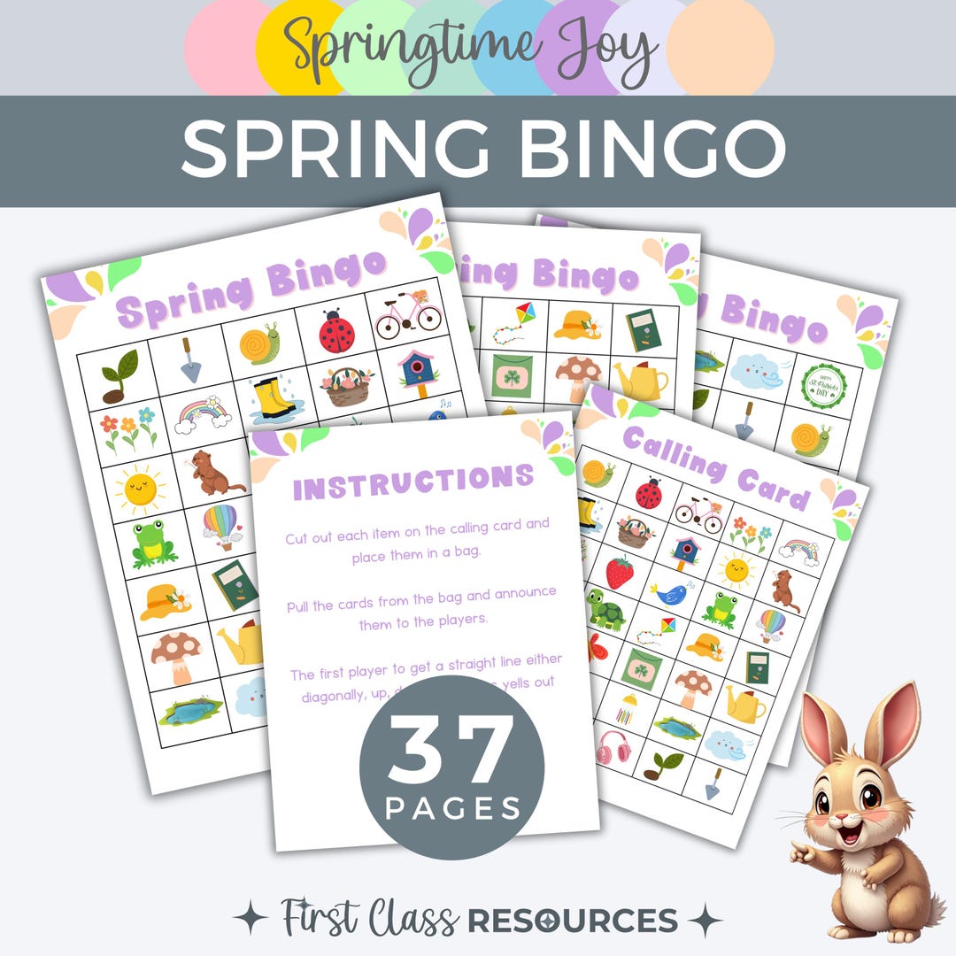 Kids Spring Bingo Cards, Spring Activity for Kids, Bingo Game Printable ...