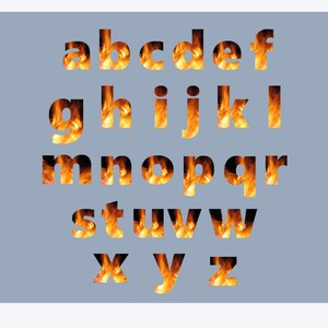 Fire Alphabet Clipart, Fire Alphabet Letters and Numbers, Flaming ...