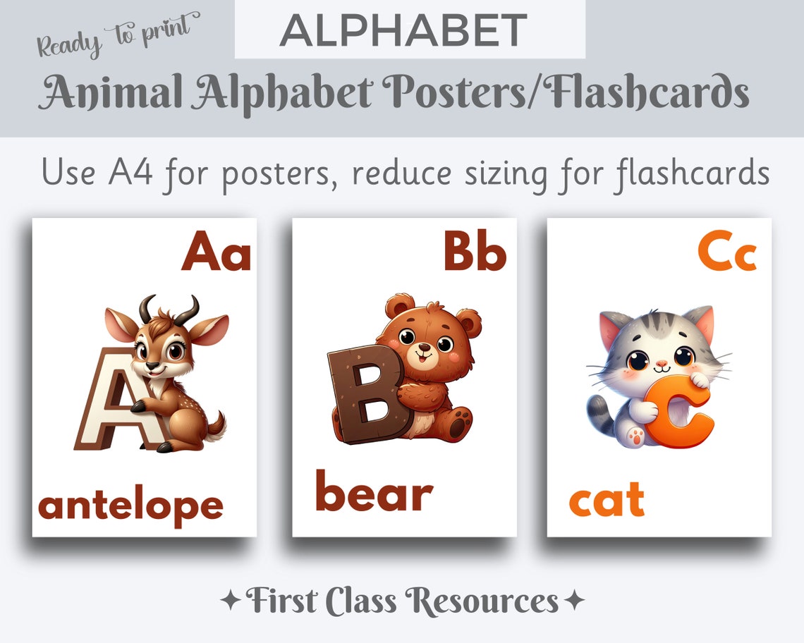 Animal Alphabet Posters, Alphabet Printable, Alphabet Animal Letter ...