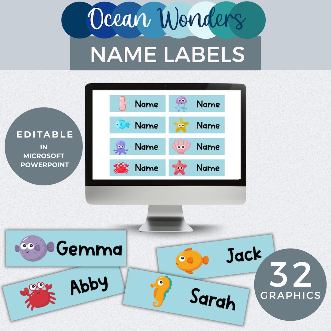Under the Sea Classroom Theme, Ocean Name Tags, Editable Sea Creature ...