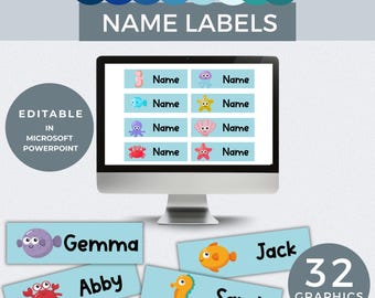Under the Sea Ocean Theme Name Tags - Editable Classroom Name Plates ...
