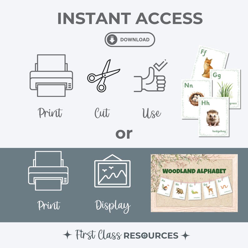 Woodland Alphabet Printable Posters, Nature Alphabet Flashcards, Nature ...