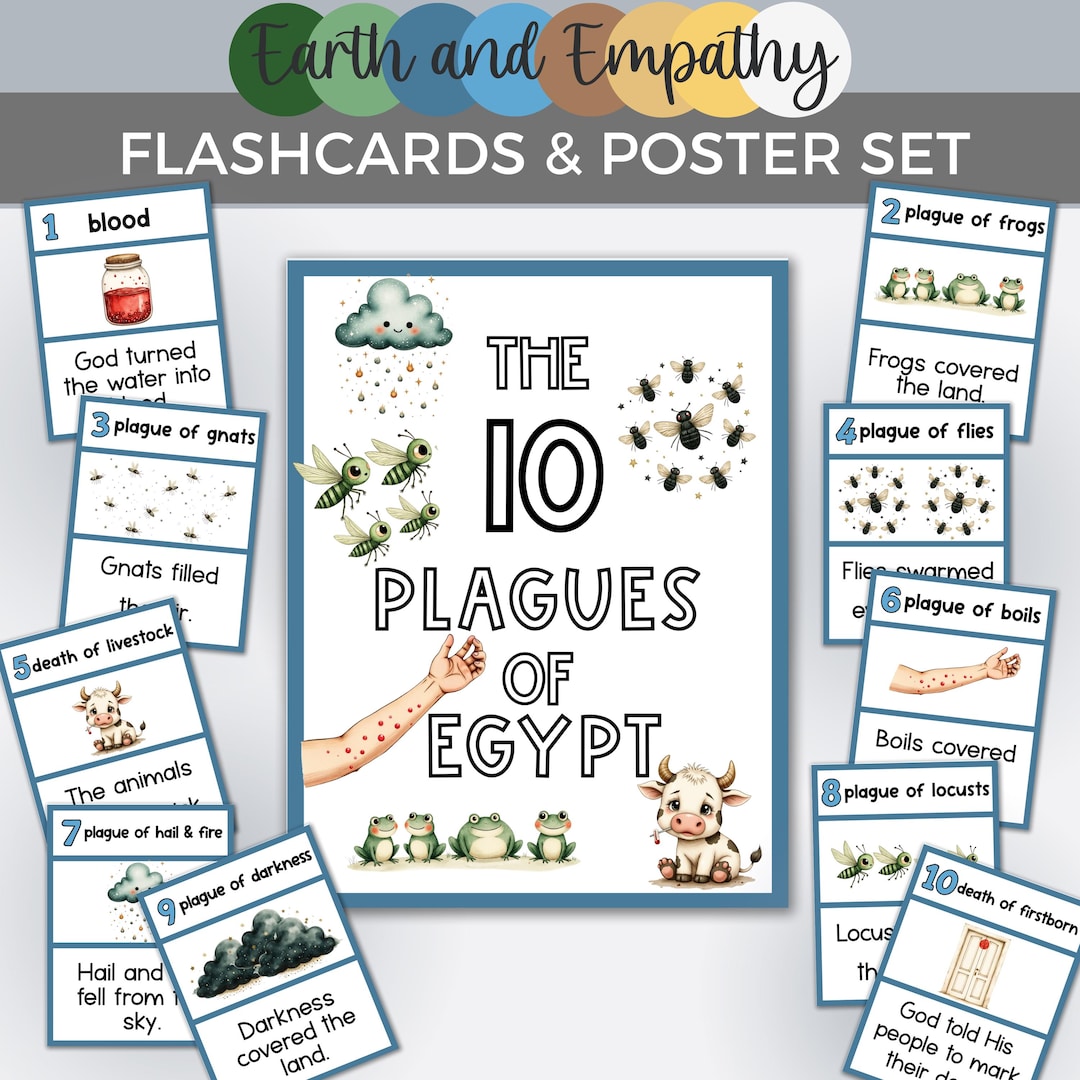 10 Plagues of Egypt Flashcards Posters, Printable Bible Story Matching ...