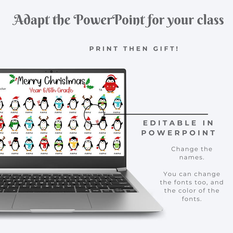 Penguins Personalised Class Christmas Card, Class Christmas Gift ...
