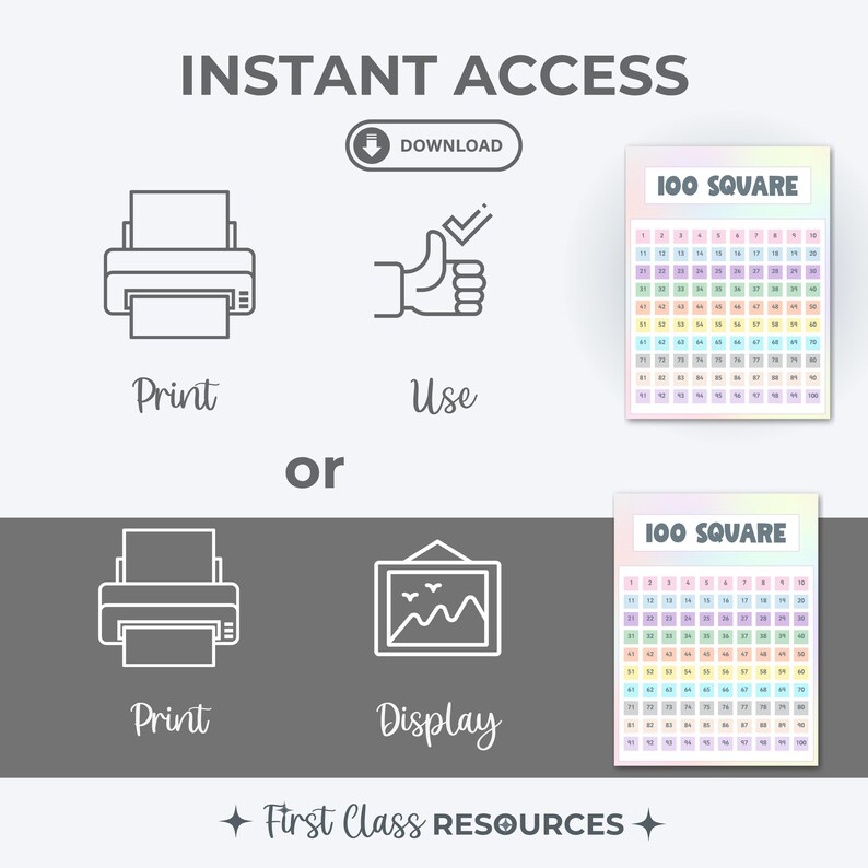 Counting to 100 Poster, 100 Square Printable Pastel Theme, Number Chart ...