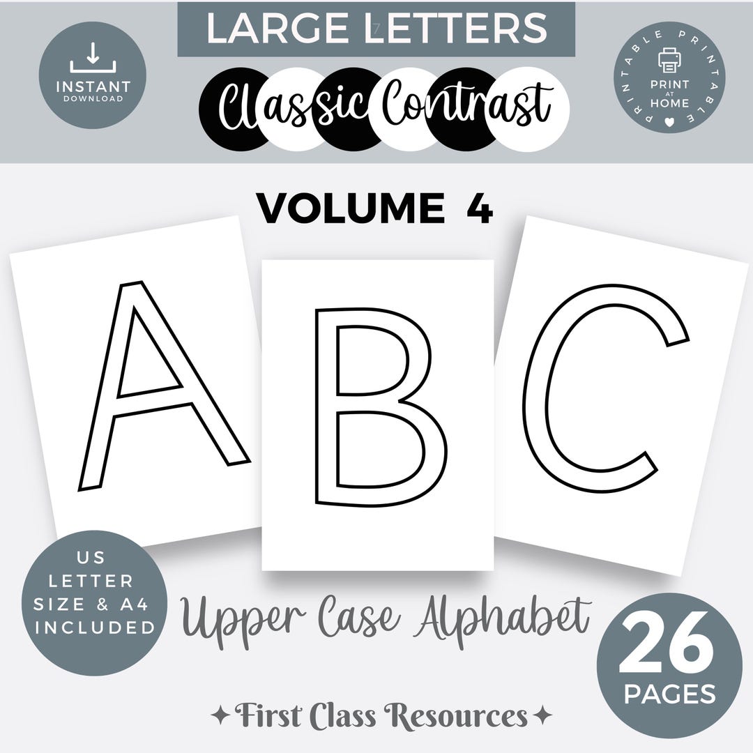 Large Printable Letters for Classroom Vol 4, Printable Alphabet UPPER ...