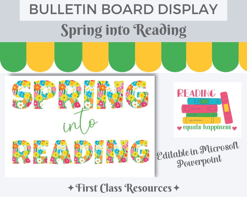 Reading Corner Bulletin Board, Spring Reading Corner Classroom Decor, Library Bulletin, Editable ...