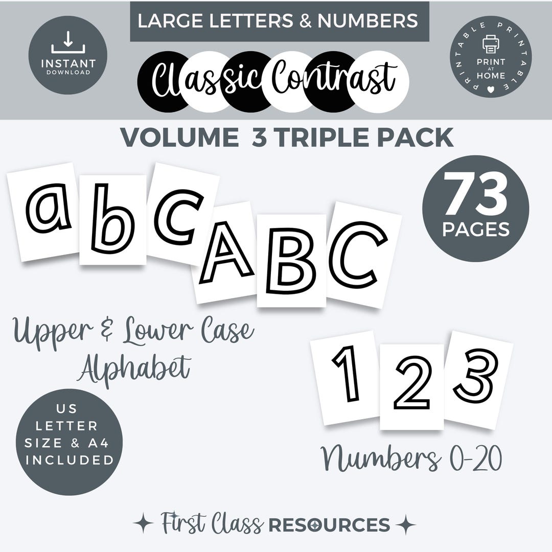 Large Printable Letters and Numbers for Classroom Vol 3, Printable ...