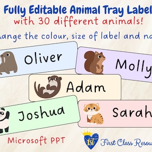 Editable Tray Labels Animal Themed Tray Labels Name Tray Labels ...