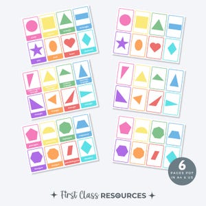 Basic Shapes Flashcards for Kids, 2D Shape Cards With Names and Without ...