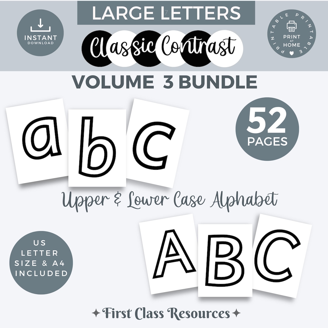 Large Printable Letters for Classroom Vol 3 Bundle, Printable Alphabet ...