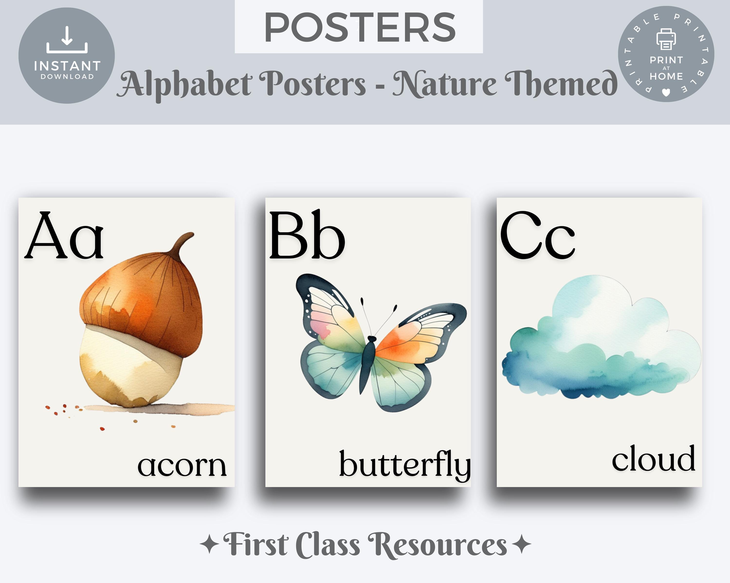 Nature Themed Alphabet Cards, Alphabet Posters Classroom Decor ...