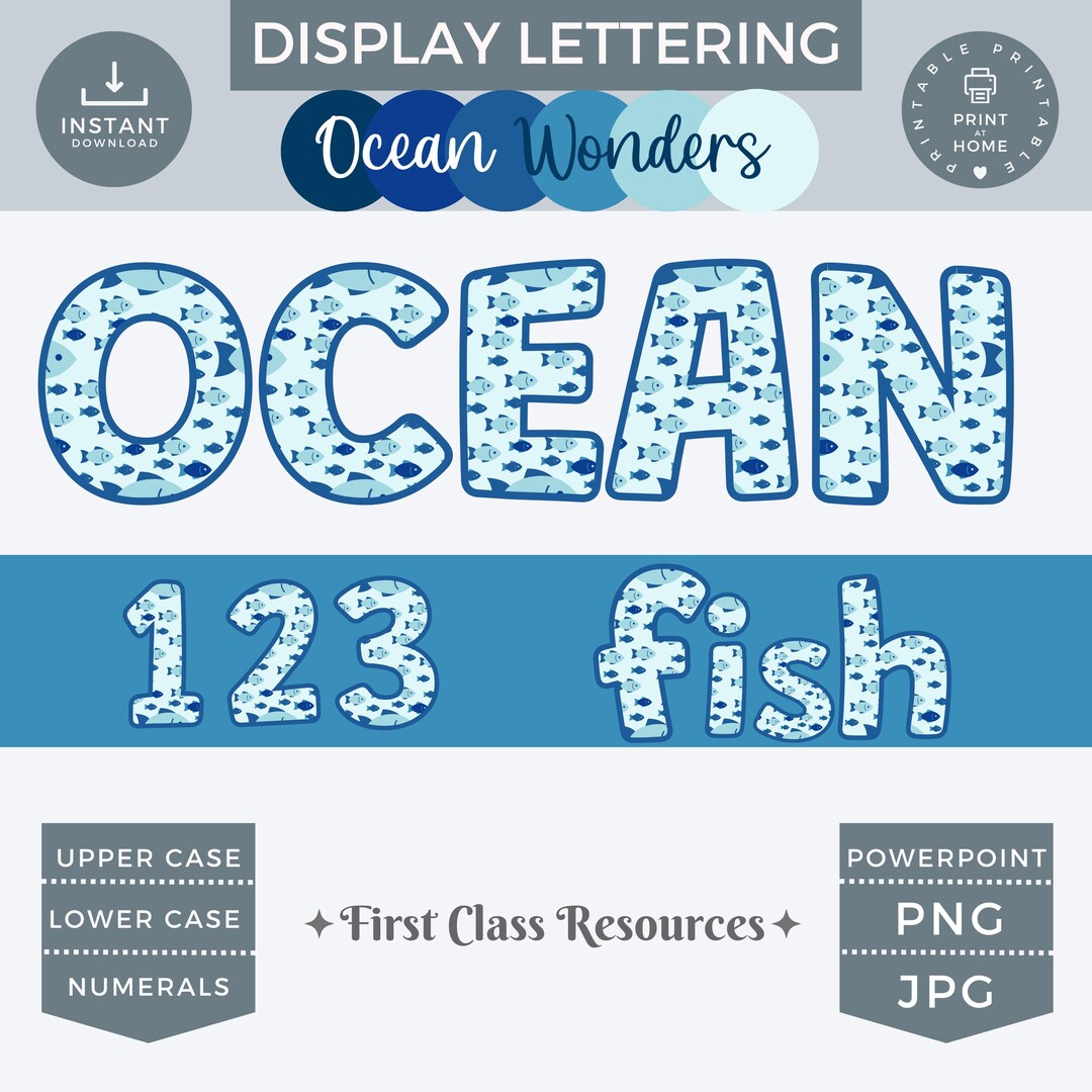 Under the Sea Ocean Wonders Printable Bulletin Board Fish Letters ...