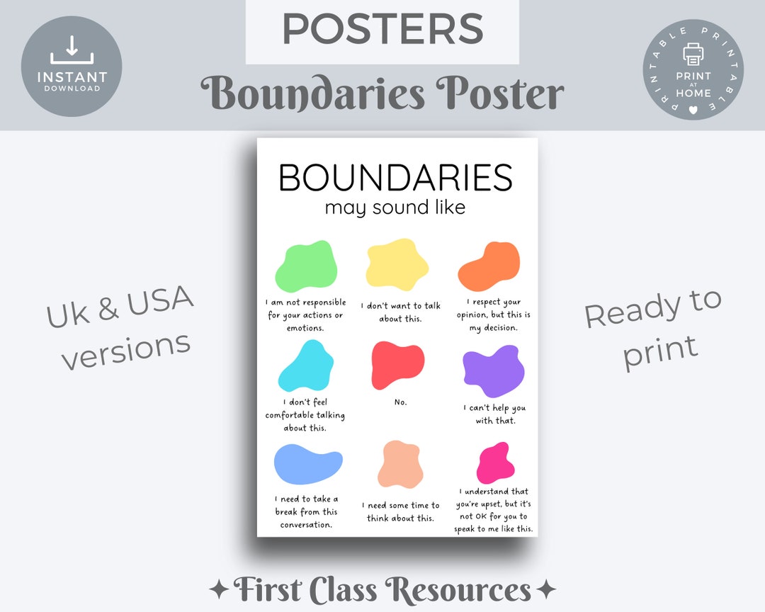 Boundaries Poster Boundary Setting, Mental Health Print, Psychology ...