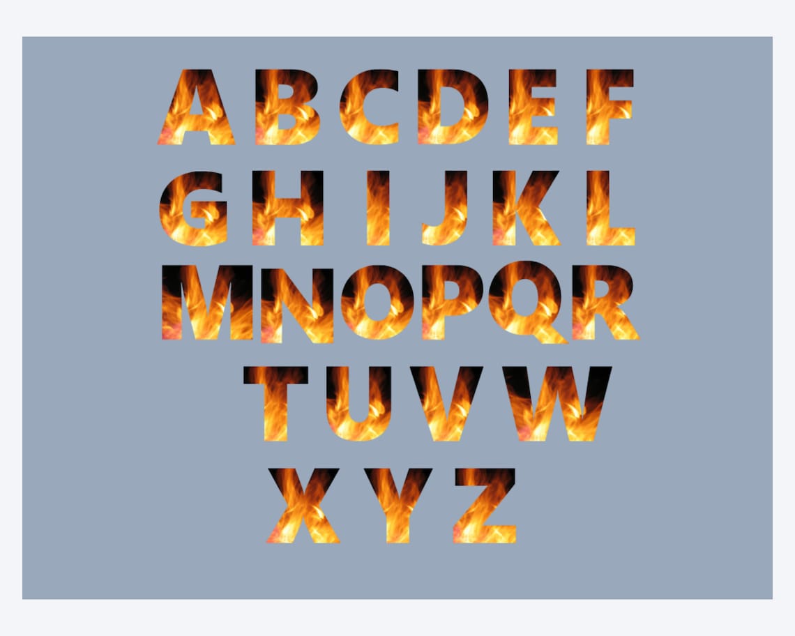 Fire Alphabet Clipart, Fire Alphabet Letters and Numbers, Flaming ...