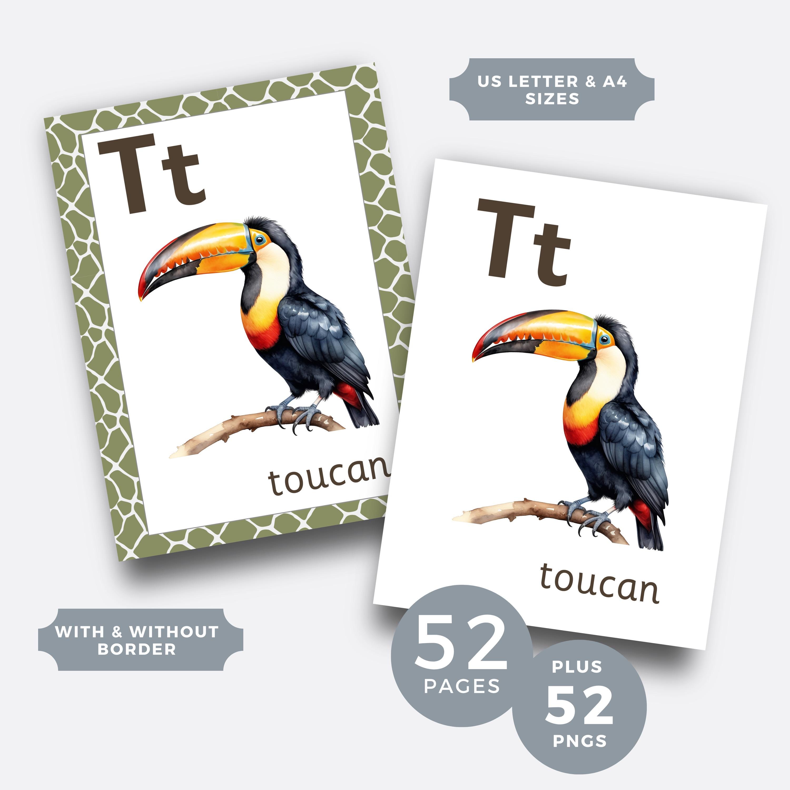 Jungle Animals Alphabet Posters, Animal Print & Plain Versions, A-Z ...