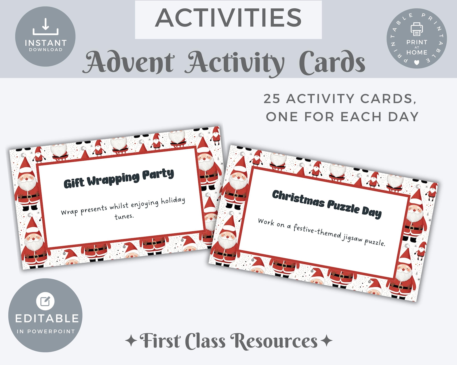 Printable Editable Advent Activity Cards for Kids and Families ...