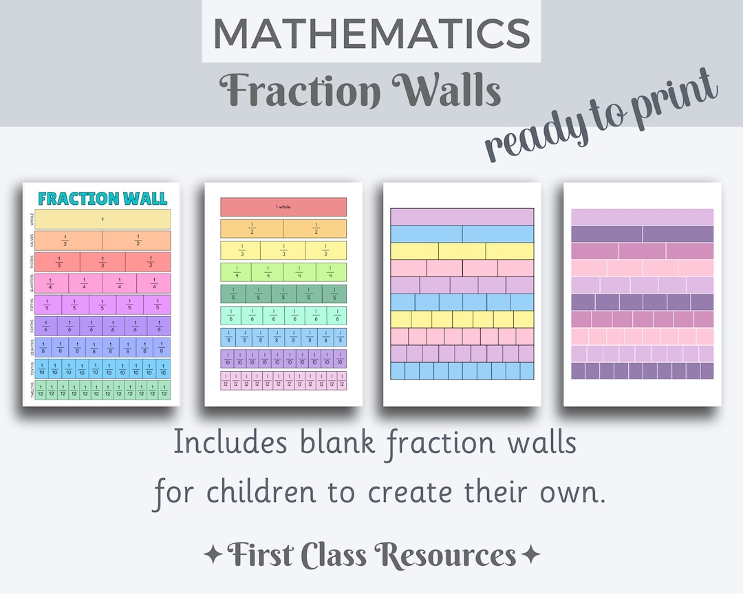 Fraction Bars, Fraction Walls, Learn Fractions, Fraction Printable ...
