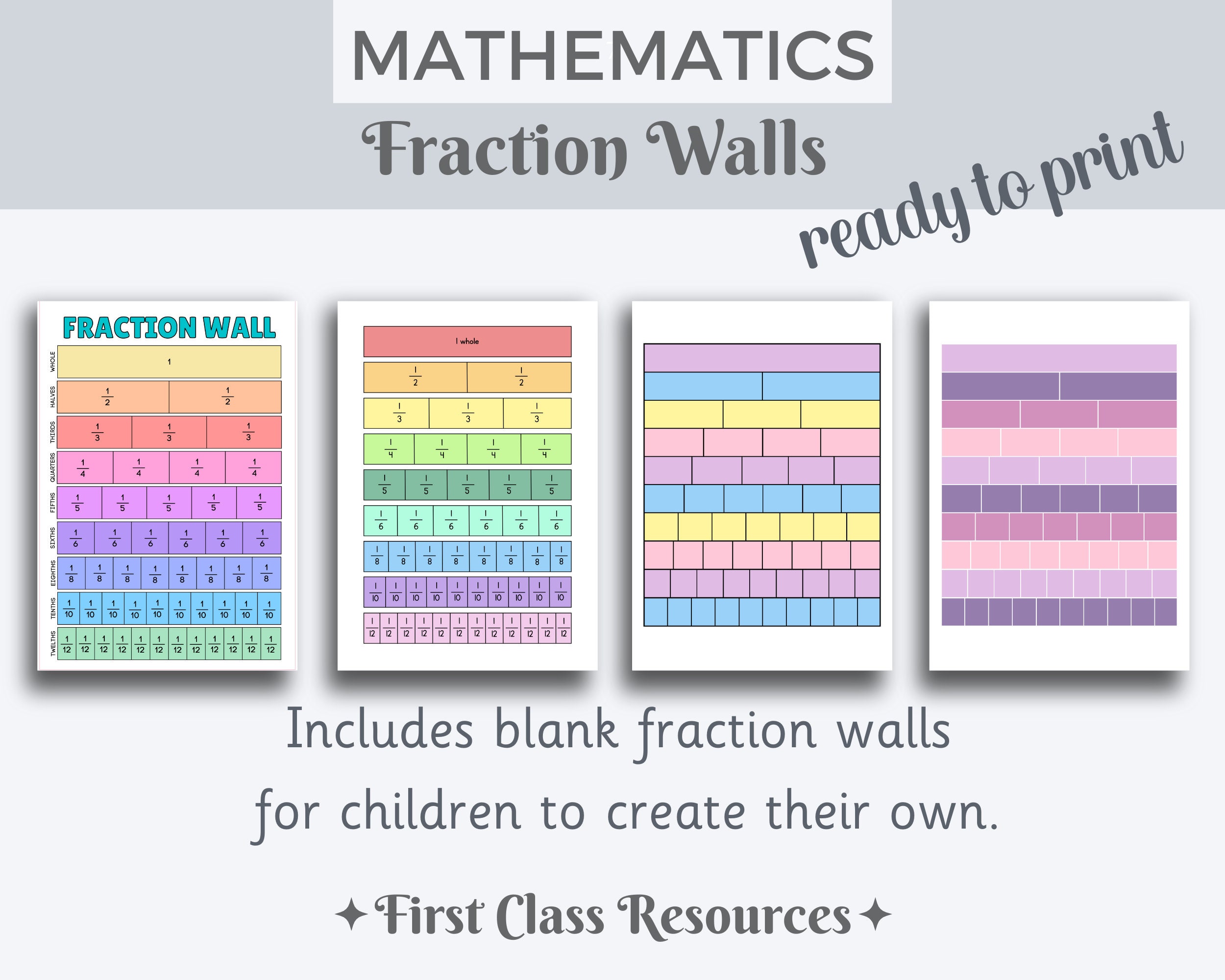 Fraction Bars, Fraction Walls, Learn Fractions, Fraction Printable ...