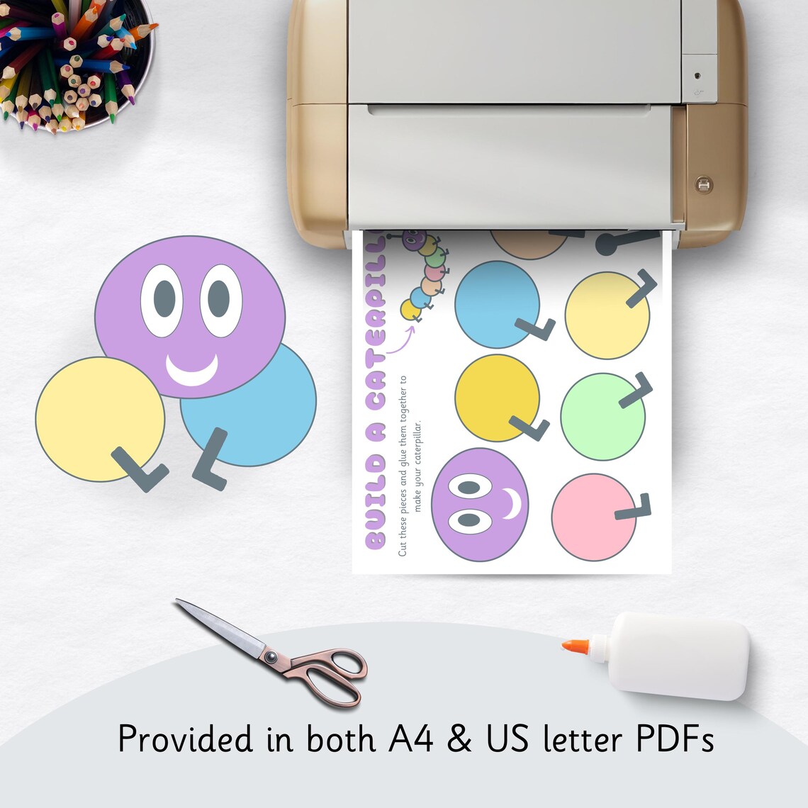 Build a Caterpillar Craft, Kids Spring Cut and Paste Activity, Fine ...