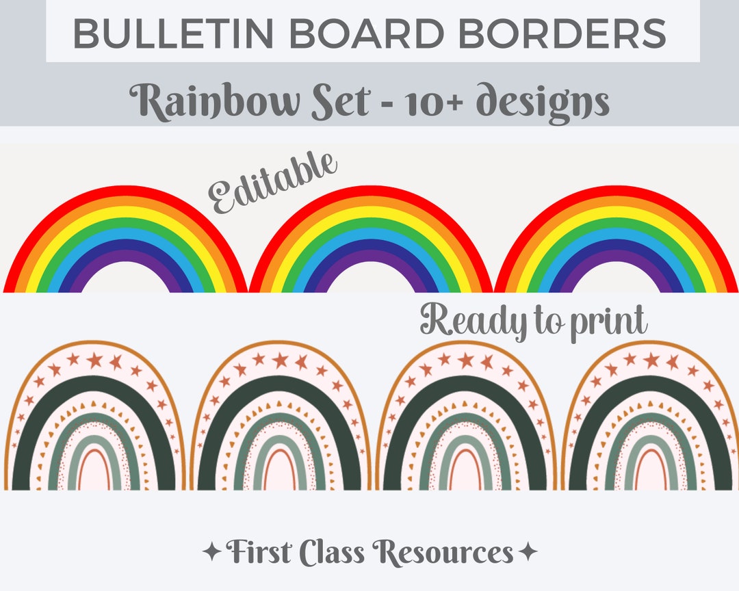 Teacher Bulletin Board Borders Rainbow Board Borders Modern Classroom ...