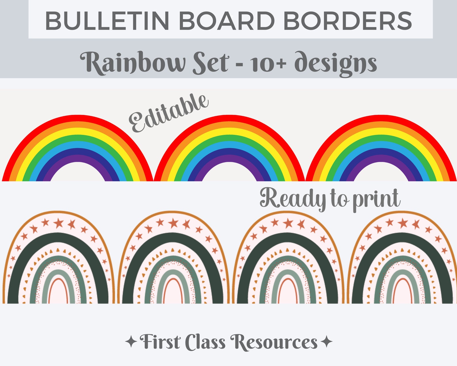 Teacher Bulletin Board Borders Rainbow Board Borders Modern Classroom ...