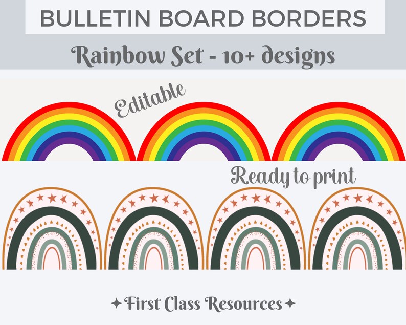 Teacher Bulletin Board Borders Rainbow Board Borders Modern Classroom ...