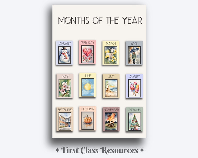 Months of the Year Posters, Months of the Year Printable, Educational ...