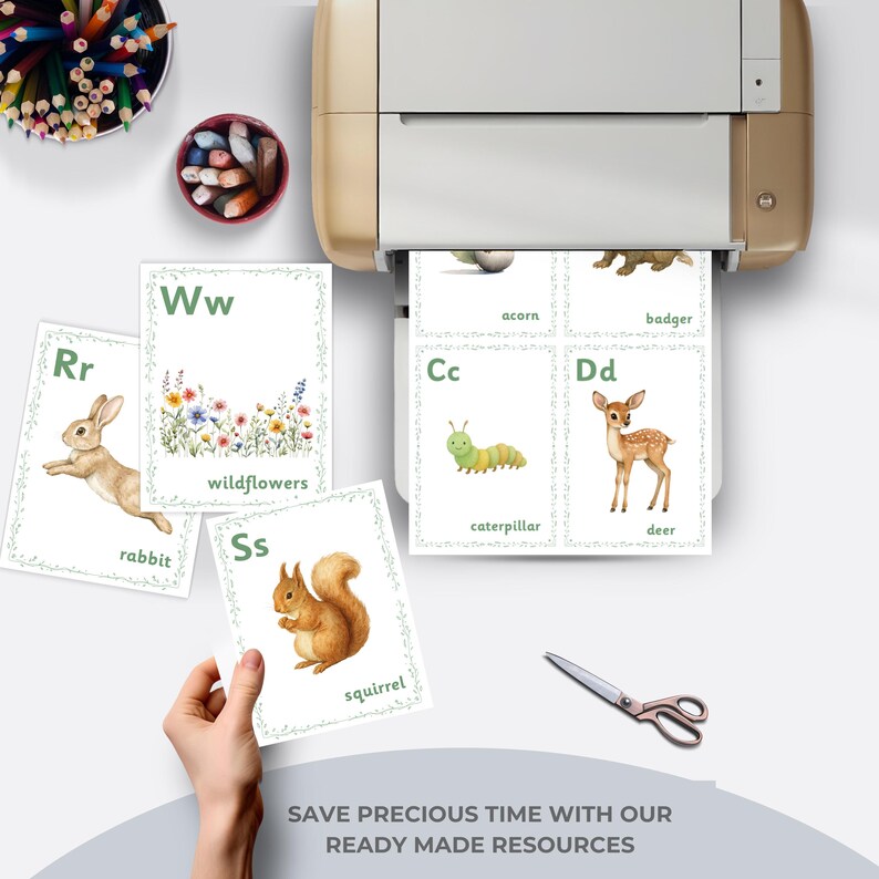 Woodland Alphabet Printable Posters, Nature Alphabet Flashcards, Nature ...