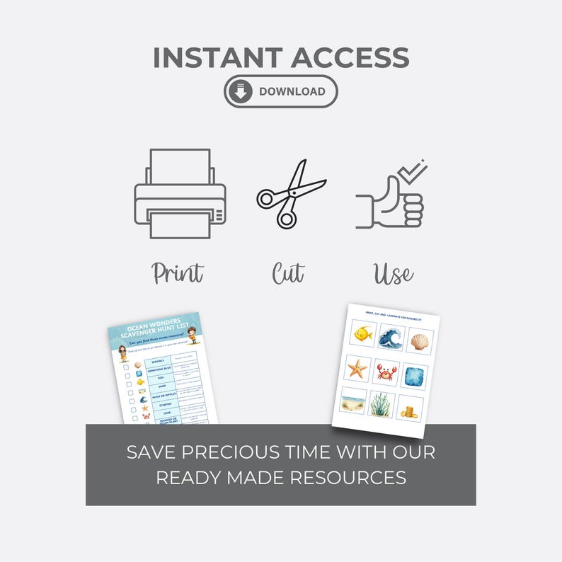 Ocean Wonders Scavenger Hunt Printable Kid Activity Sea Creatures ...