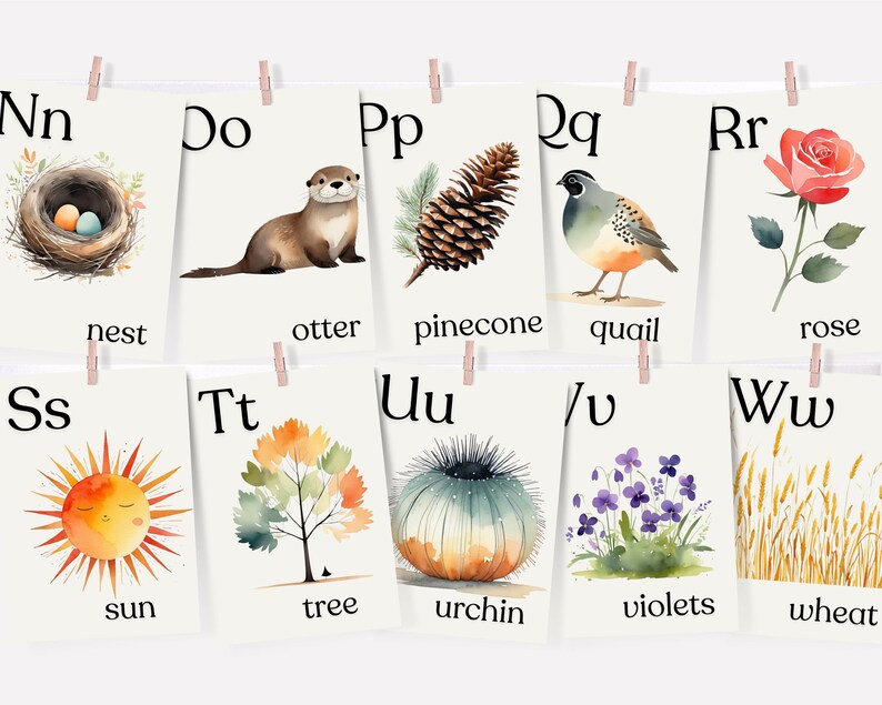Nature Themed Alphabet Cards, Alphabet Posters Classroom Decor ...